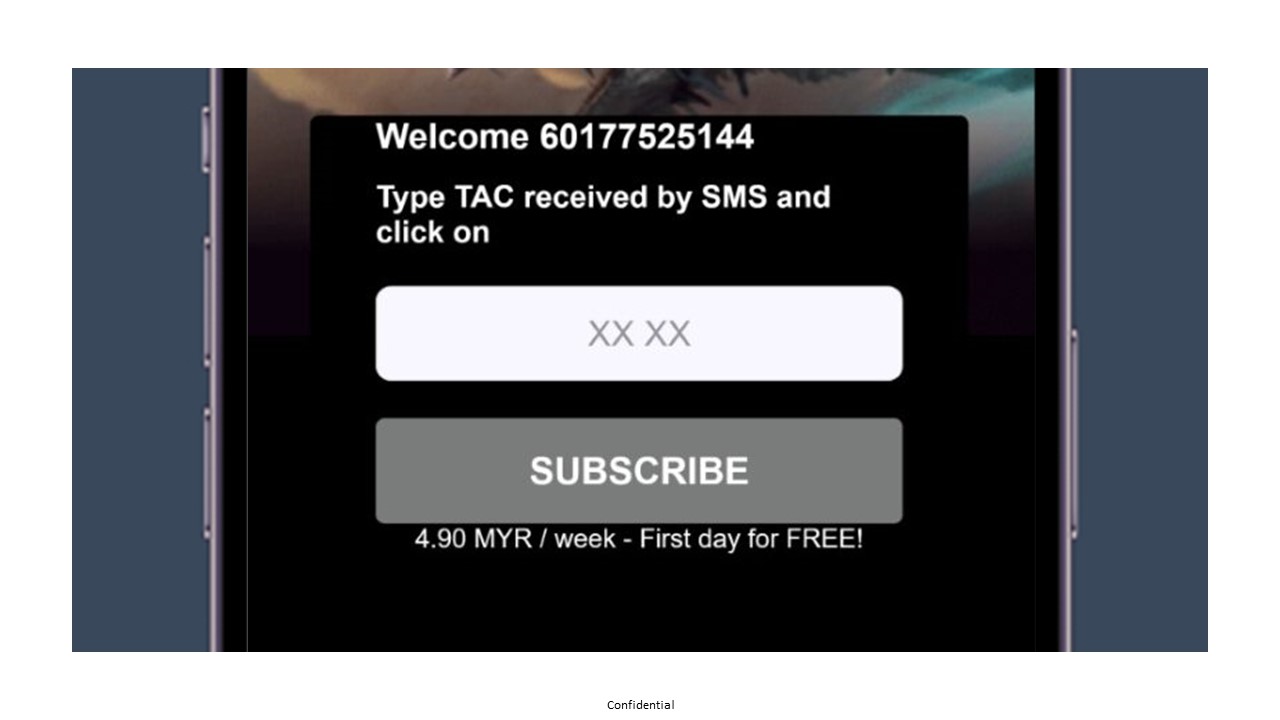 Type the PIN received by SMS and click on "SUBSCRIBE", then enjoy the game!