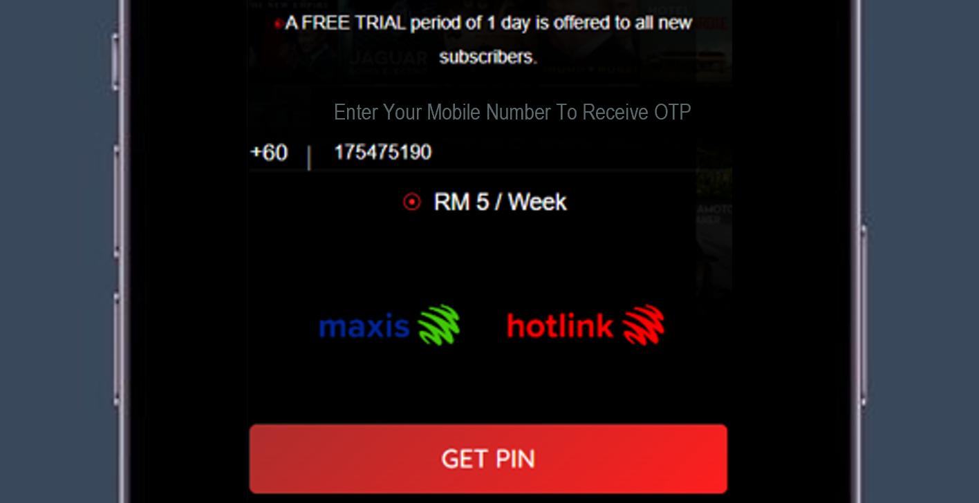 Enter your mobile phone number and tap on "Get Pin".