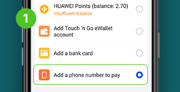 Open app and tap 'Huawei In-App Purchases' and select 'Add a phone ...